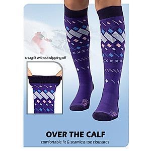 OutdoorMaster Unisex Ski Socks,Skiing and Snowboarding Socks for Men & Women with Over the Calf Design/Non-Slip Cuff
