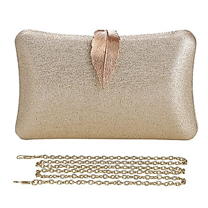 Women's Evening Bag Clutch Purse Sparkly Sequin Glitter Handbag Bridal Wedding Shoulder Bag Crossbody Bag with Leaf-style Flip Lock Messenger Bag for Wedding Cocktail Party Prom Gold