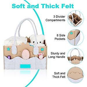 CONDRA FIELD Diaper Caddy Organizer, Nursery Storage Basket for Baby,Portable Diaper Holder for Changing Table and Car,Newborn Essentials Boy Girl Shower Gift Basket.