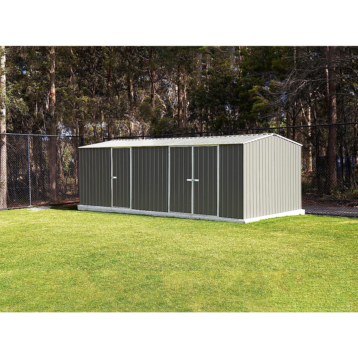 Absco Workshop 20 Ft. x 10 Ft. Metal Storage Shed DIY Galvanized Steel Sheds for Lawn Mower, Equipment, Workbench, Tools, Garden in The Yard, Garden, Patio, Outdoor Storage (Woodland Gray)