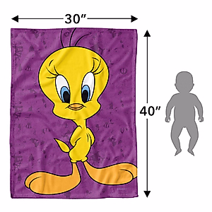 LOGOVISION Looney Tunes lightweight baby blanket, 30"X40", Tweety Bird Character Unisex for infants Girls & Boys