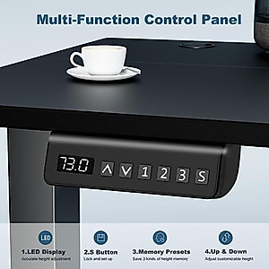 DUMOS, 48 x 24’’ Ergonomic Height, Electric Splice Board Adjustable Computer Desk Sit Stand Up Table for Home Office, 48'' x 24'', Black