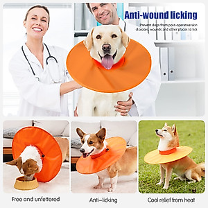 Dog Recovery Collar,Dog Soft Cone Collar Alternative After Surgery,Adjustable,Breathable E Collar for Large/Medium/Small Dogs Cats,Orange L