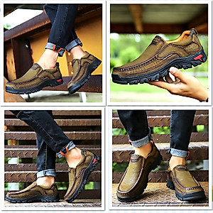 ALITIKAVIC Mens Slip On Casual Shoes Leather Comfortable Walking Loafers