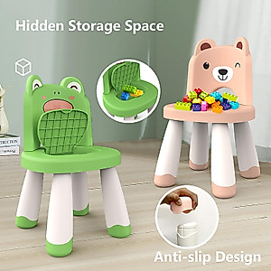 Tubasaya Kids Plastic Chair, Durable and Lightweight Kids Chair,11" H Seat, Indoor or Outdoor Use for Toddlers Boys Girls Birthday Gifts (Pink)