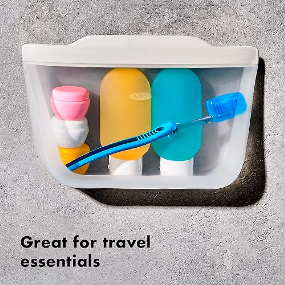 OXO Good Grips Silicone Reusable Bag – Stand-Up Snack (12 oz) – Oat