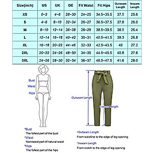 GRACE KARIN Women's Pants Trouser Slim Casual Cropped Paper Bag Waist Pants Navy Blue M