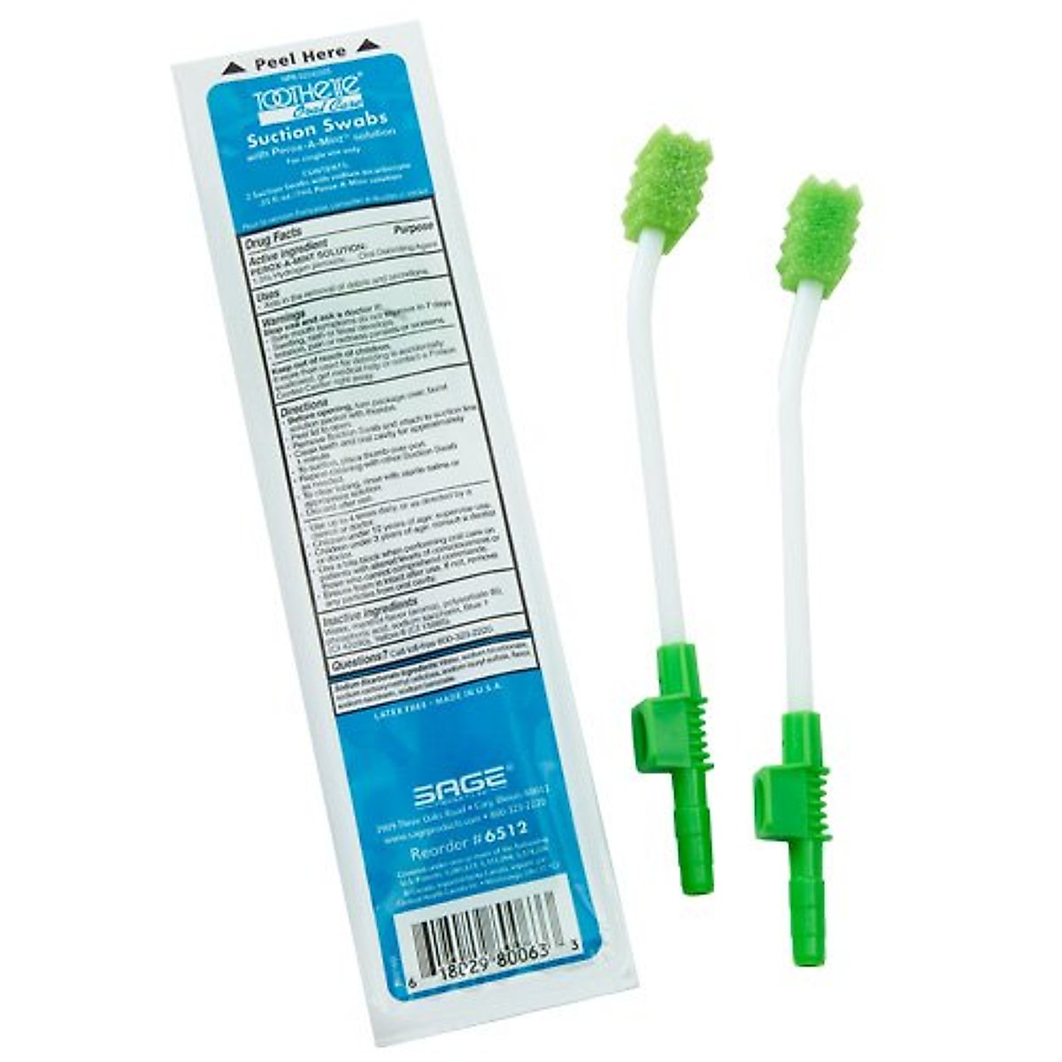 Toothette® Oral Care Single Use Suction Swab System with Perox-A-Mint Solution - Each (1 System/Package)