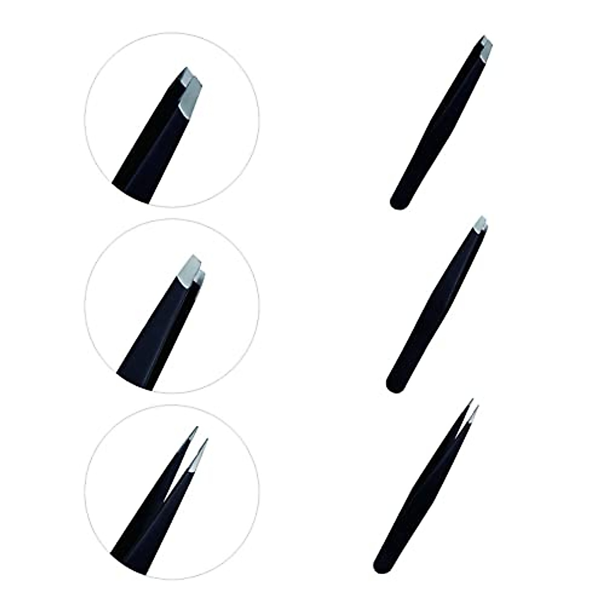 3pcs Premium Eyebrow Tweezers/Set - Stainless Steel Plucking Hair Tweezers Kit, Precision Sharp Flat/Slant/Pointed Tip Tweezers for Body, Ingrown and Facial Hair Remover for Men and Women
