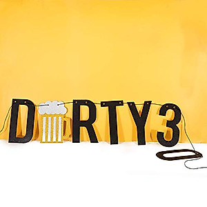 Dirty 30 Birthday Decorations - Black & Gold Glitter Beer Banner - 30th Birthday Decorations for Him - Happy 30th Birthday - 30 Birthday Decorations for Men - Dirty Thirty Birthday Party Supplies
