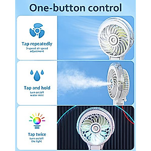 SWEETFULL Misting Fan Portable, Handheld Personal Mister Fan, Small Fan Rechargeable, Mini Spray Water Mist Fan, Kids Women Portable Fan For Travel, Outdoors, Hiking, Camping Home Office (Off white)