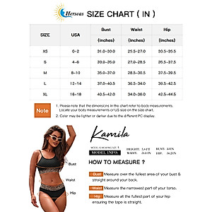 Herseas Women's Black Bikini Sets Color Block Leopard Mesh Trim 2 Piece Swimsuit Scoop Neck High Waisted Adjustable Spaghetti Straps Push Up Bathing Suit Large 12 14