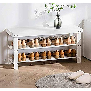 ZXZAX White Shoe Bench Home Minimalist Porch Door Can Sit Shoe Cabinet Simple Solid Wood Shoes Bench Shoe Rack