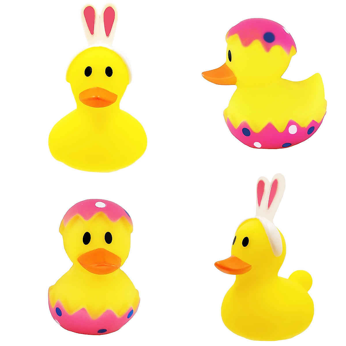 The Dreidel Company Happy Easter Rubber Duck Toy Bunny Rabbit Duckies for Kids Easter Eggs, Bath Birthday Gifts Baby Showers Summer Beach and Pool Activity, 2" (12-Pack)