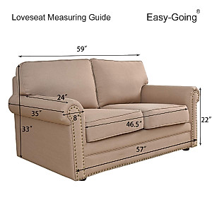 Easy-Going Reversible Loveseat Couch Cover for 2 Cushion Couch Sofa Cover for Dogs Water Resistant Furniture Protector with Foam Sticks Elastic Straps for Pet (Loveseat, Chocolate/Beige)