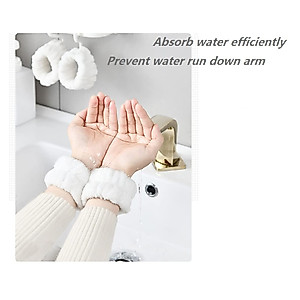 2pc Wristbands for Washing Face and Skin Care Spa Wrist Washband Flannel Wrist Wash Band Towel Absorb Wristbands Wrist Sweatband for Female Women Girls Reduce Liquid Water from Spilling Down Arms (2)