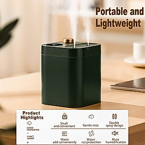 Portable Cordless Plant Humidifier 800ml Orfonbi, Battery Operated Small Cool Mist Humidifiers for up to 8 Hours, 28db Quiet, USB Rechargeable Mini Humidifier for Baby, Bedroom, Home, Office Green