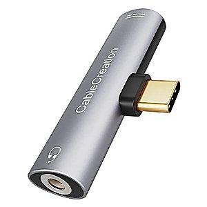 CableCreation USB C to 3.5mm Headphone and Charger Adapter, 2 in 1 Type-C to Hi-Res 3.5mm Audio with PD Fast Charge