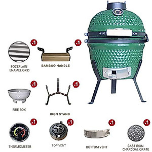 RJMOLU Charcoal Grills 13" Ceramic Barbecue Grill, BBQ Stove for Picnic Garden Terrace Camping Travel