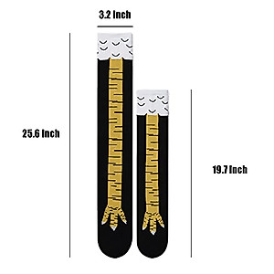 Crazy Funny Chicken Leg Socks - Funky Novelty Turkey Feet Socks for Women Girls Female Kids & Cool Animal Cartoon Cosplay Gifts Gadgets | Yellow Black 1 Pair Knee-high 1 Pair Over-knee