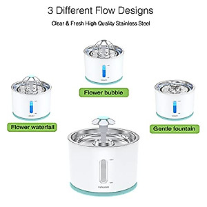 Vekonn Pet Water Fountain Stainless Steel Top for Small Dog and Cat with LED Light and Water Level Window (Green)