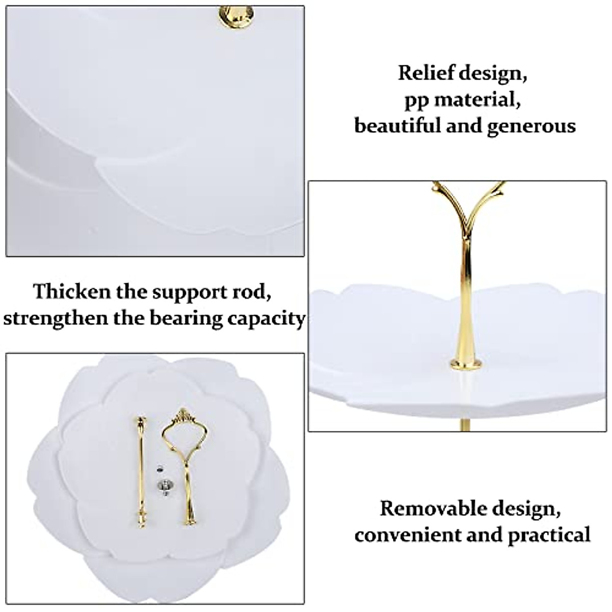 6 Set Cupcake Stand Dessert Stand 3 Tier Cake Stand White Plastic Party Cupcake Holder Tiered Candy Dessert Display Plates Serving Tray Table Decor for Baby Shower Wedding Birthday Celebration