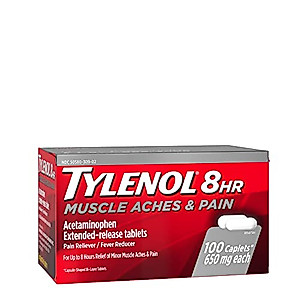 Tylenol 8 Hour Muscle Aches & Pain Acetaminophen Tablets for Muscle & Back Pain, 100 Count