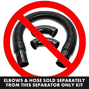 The Dustopper PRO, Separator Only (elbows & hose sold separately). Up to 99.9% efficient, low-profile dust separator connect to existing 2-1/2" hoses & fittings. Gasket & latches fit well to bucket.