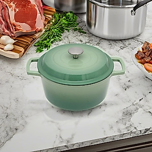 NWsystems 4.2 QT Cast Iron Dutch Oven, Non-stick and Enamel Interior, Multi-purpose Cooking & Baking, Suitable to All Kinds of Cooktops, Dishwasher Safe, the Gift for Family and Friends - Pine Green