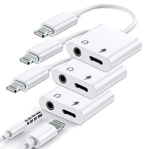 iPhone Headphones Adapter, 3 Pack [Apple MFi Certified] Lightning to 3.5mm Headphone/Earphone Aux Audio + Charge Jack Adapter Dongle Splitter Compatible with iPhone 14 13 12 11 XS XR X 8 7 6 iPad