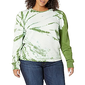The Drop Women's Jean Puff-Sleeve Fleece Sweatshirt, Treetop, XS