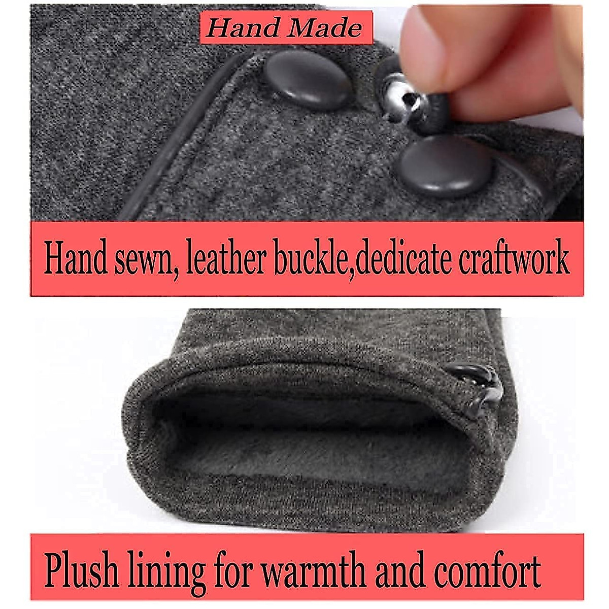 Tomily Womens Touch Screen Phone Fleece Windproof Gloves Winter Warm Wear (Gray)