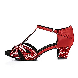 Pierides Women's Rhinestone Ballroom Dance Shoes Latin Salsa Performance Wedding Dance Shoes,2" Heel,6.5 US
