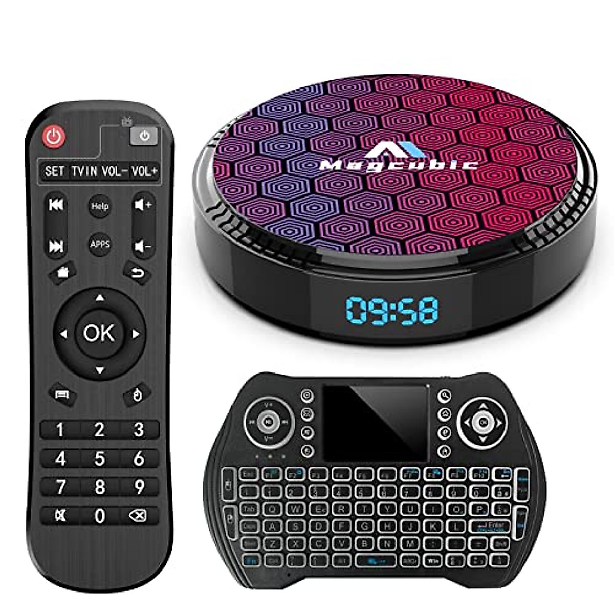 Android 12.0 TV Box, 4G RAM 32G ROM Android TV Box H618 with Dual 2.4G/5.8G WiFi, BT 5.0+ Quad-Core 64 Bits 4K UHD H.265 Ethernet LAN 3D TV Box with Backlit Keyboard Set Top TV Box