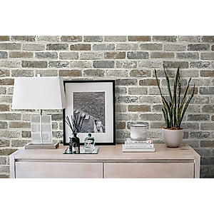 NextWall Washed Faux Brick Peel and Stick Wallpaper