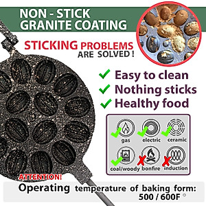 Walnut Cookie Mold Maker 16 Non-Stick Granite - Oreshki Mold Maker - Walnut Cookie Maker Oreshek - Oreshnitsa Maker - Nutty Maker - Oрешница Russian - Nut Cookies Maker - Oreshki Maker Molds