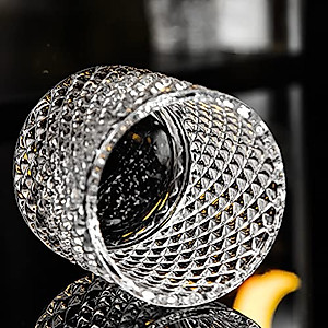 GLASSimpleware Bathroom Glass Qtip Holder Canister with Plastic Partition and Lid for Cotton Swabs Balls Rounds, Home Vanity Countertop Storage Organizer Container