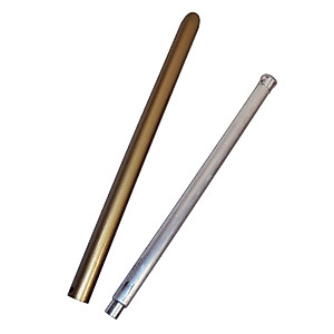 Set of 2 - Forever Candles: Refillable Tapered Pillars in Elegant Gold Finish - Complete with 12-Pack Starter Candles for Timeless Illumination