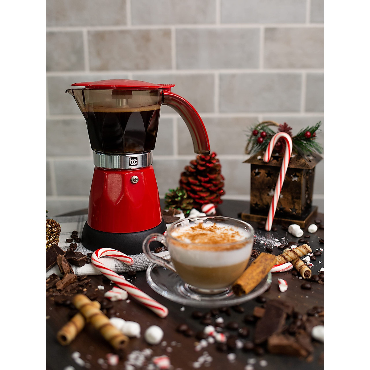 Bene Casa Red Portable Electric Espresso Maker 3 or 6 Cups/Cafetera Roja Portable Electrica Espresso de 3 o 6 Tasas