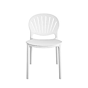 COSCO Outdoor/Indoor Stacking Resin Chair with Shell Back, 2-Pack, White