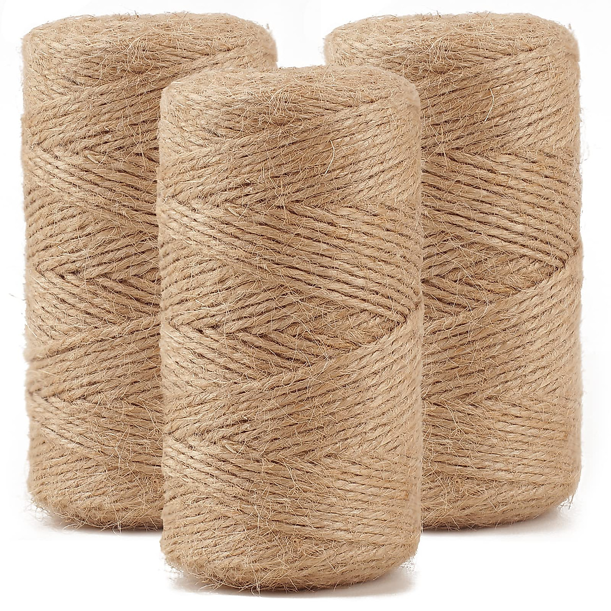 984 FT Natural Jute Twine, Twine String, 3ply Thin Ribbon Hemp Twine, Twine for Gardening Plant Gift Wrapping Art Wedding Decoration Packing String Bulk (3 Roll)
