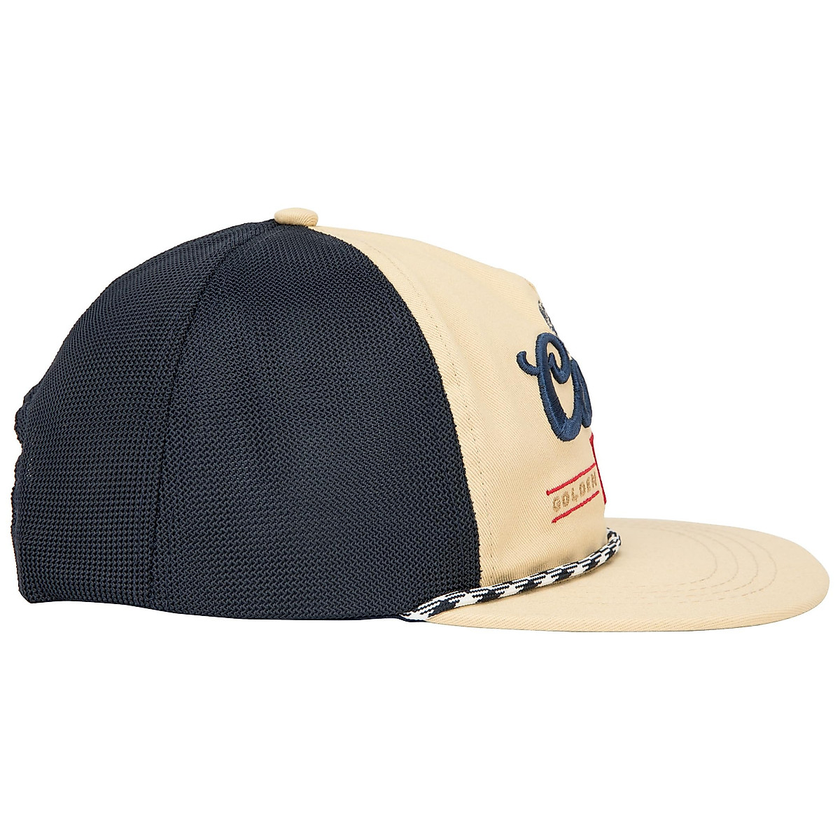 H3 Sportgear Coors Banquet Golden Colorado Logo Rope Low Mesh Adjustable Snapback Hat, Black/Tan