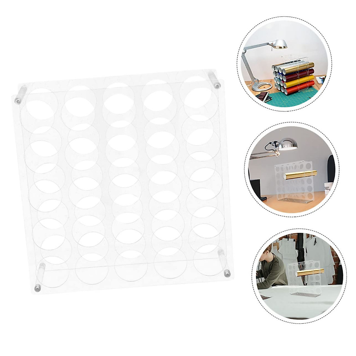 Didiseaon Easy Install Vinyl Roll Storage Rack 25 Holes Acrylic Vinyl Organizer for Craft Vinyl Wrap Rolls Holder