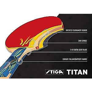 STIGA Titan Performance Ping Pong Paddle - 5-ply Ultra-Light Blade - 2mm Premium Sponge - Flared Handle for Premium Grip - Performance Table Tennis Racket for Advanced Play