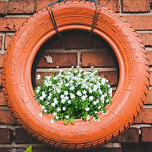 Little Chain 8PCS Artificial Fake Outdoor Plants Flowers UV Resistant Faux Flowers Indoor Outside for Decoration Hanging Planter Wedding Garden Patio Office Home Decor White