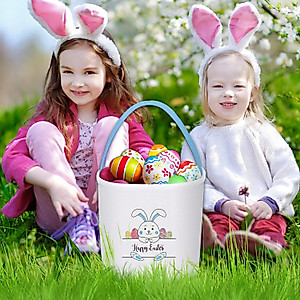 PARTYWIND Easter Baskets for Kids Egg Hunt Games, Easter Baskets Bags with Handle for Boys and Girls Party Supplies Favors, Cute Easter Goodie Bag Stuffers (Blue)