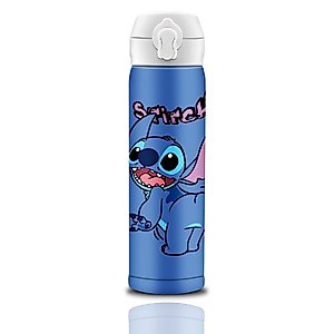G-Ahora Stitch Water Bottle,Kawaii Cartoon Water Bottle Cup,Reusable Water Bottle for Girl 500ml (B)