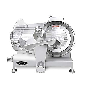 KWS MS-10ES All Metal 320W Electric Meat Slicer 10-Inch with 304 Stainless Steel Blade & Extended Back Space, Frozen Meat/Cheese/Food Slicer Low Noise Commercial and Home Use [ ETL, NSF Certified ]