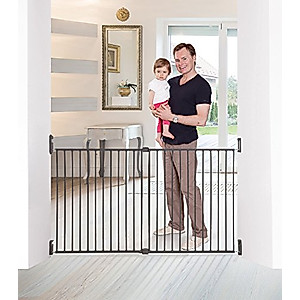 Dreambaby Broadway Extra-Wide Baby Safety GRO-Gate - with EZY Check Indicator Feature - Fits Openings 30-53 inches Wide - Charcoal - Model L2116