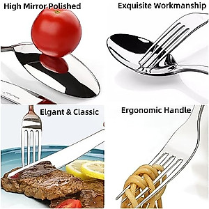 49-Piece Silverware Set with Flatware Drawer Organizer, Durable Stainless Steel Cutlery Set for 8, Mirror Polished Kitchen Utensils Tableware Service with Steak Knives Dinner Fork Knife Spoon & Tray